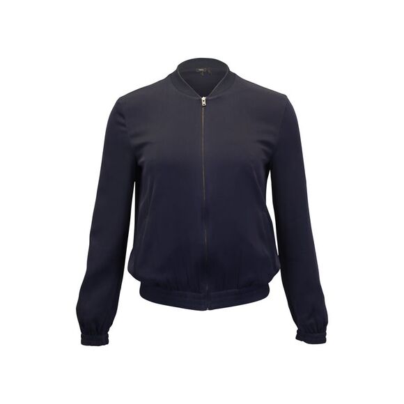 Theory | Jackets & Coats | Theory Bomber Jacket In Navy Blue Silk ...